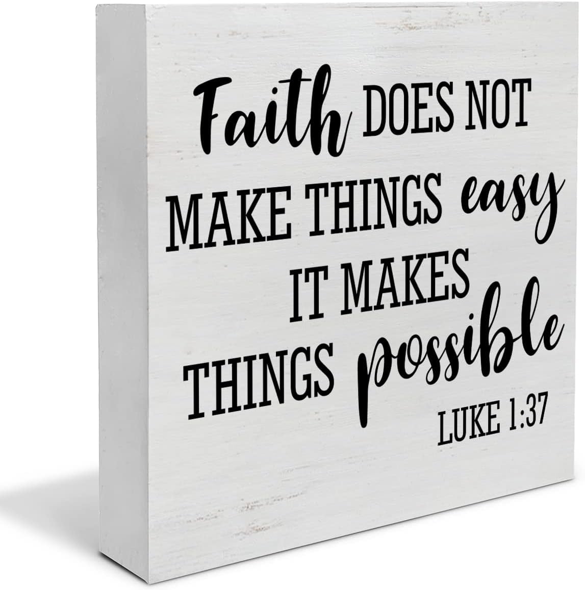 Zomyto 7"x7" Faith Wood Box Sign Decor Desk Sign Bible Verse Wooden Box ...