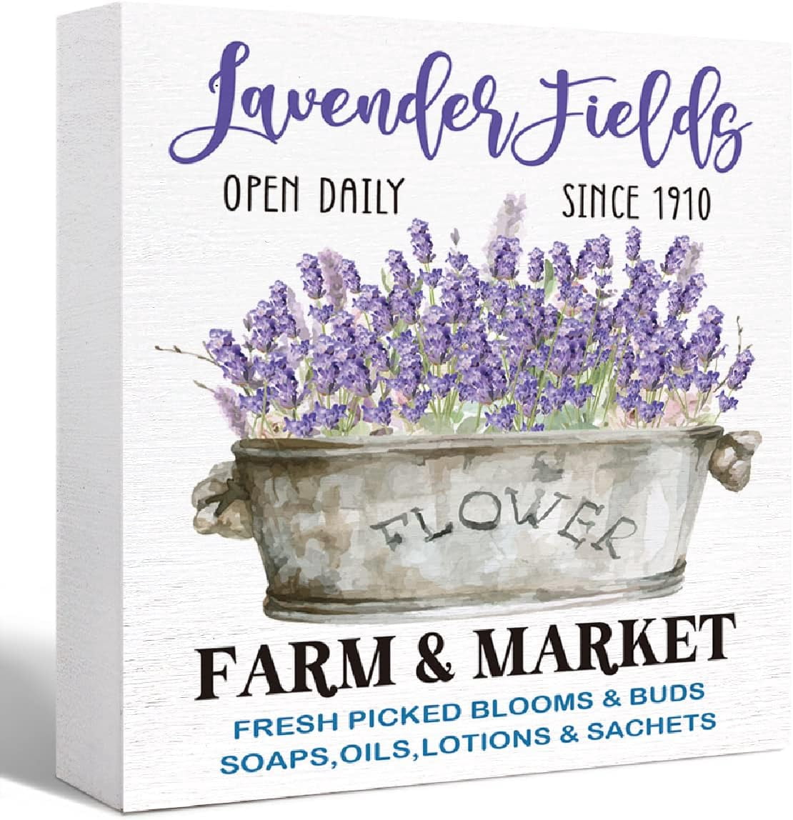 Zomyto 7"x7" Farm Lavender Wood Box Sign Lavender Farm Market Wooden ...