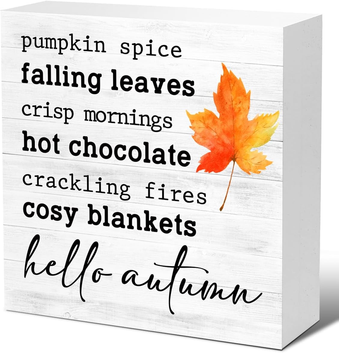 Zomyto 7"x7" Farmhouse Autumn Decor Wood Block Signs,Hello Autumn ...