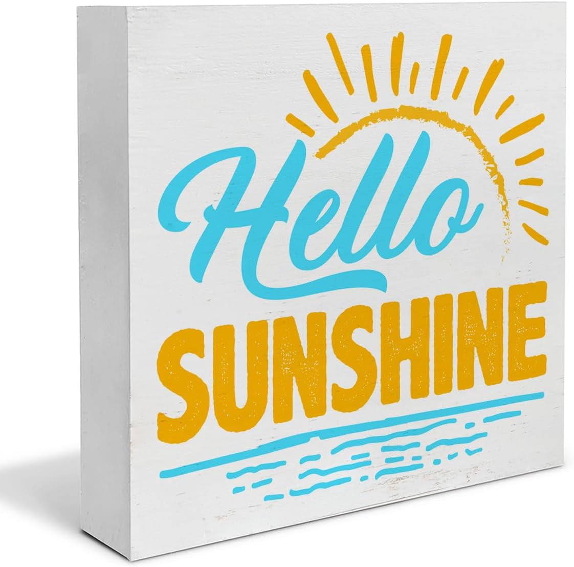 Zomyto 7"x7" Farmhouse Sunshine Sun Wood Box Sign Art Desk Decor Hello ...