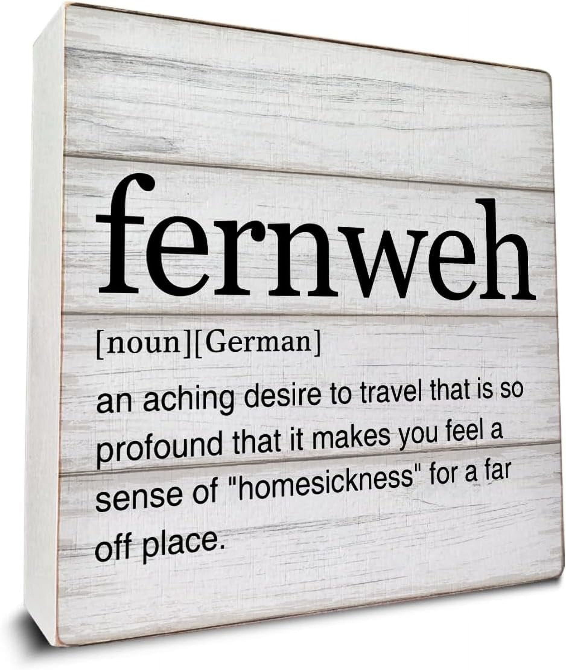 Zomyto 7"x7" Fernweh Definition Wooden Box Sign Travel Quotes Desk ...