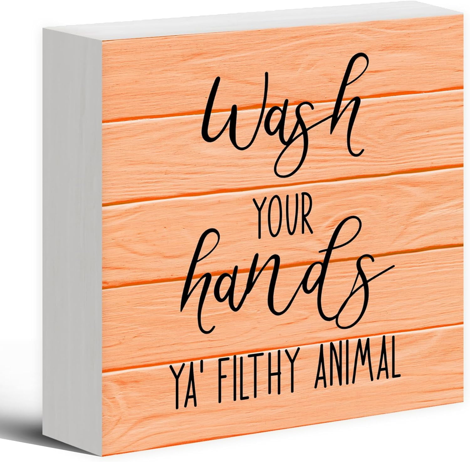Zomyto 7"x7" Funny Bathroom Decor Wooden Box Sign, Wash Your Hands Ya ...