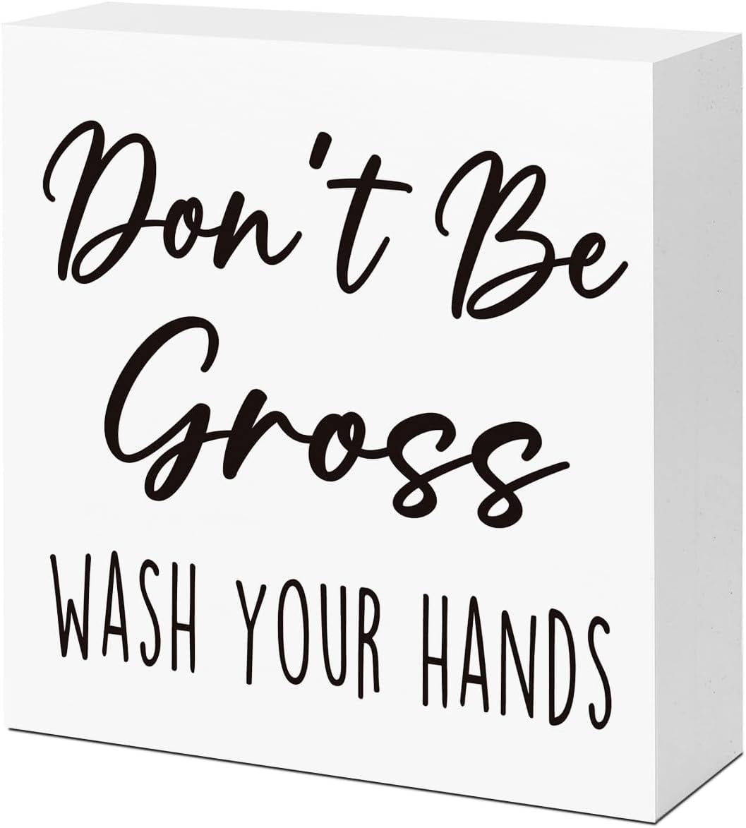 Zomyto 7"x7" Funny Bathroom Wood Block Signs,Don't Be Gross Wash Your ...