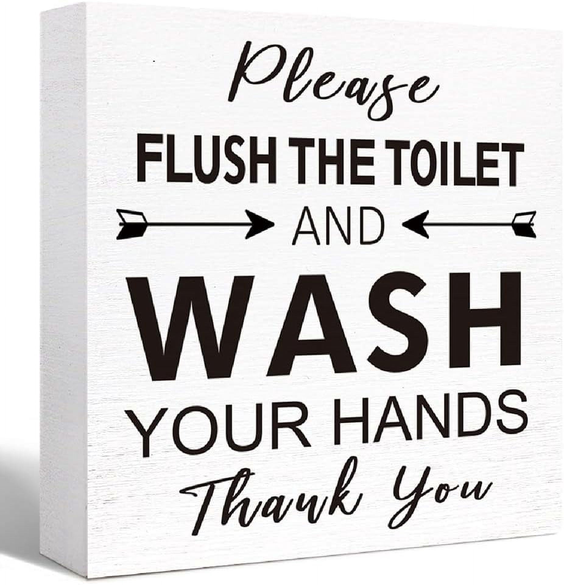 Zomyto 7"x7" Funny Bathroom Wood Sign Please Flush the Toilet and Wash ...