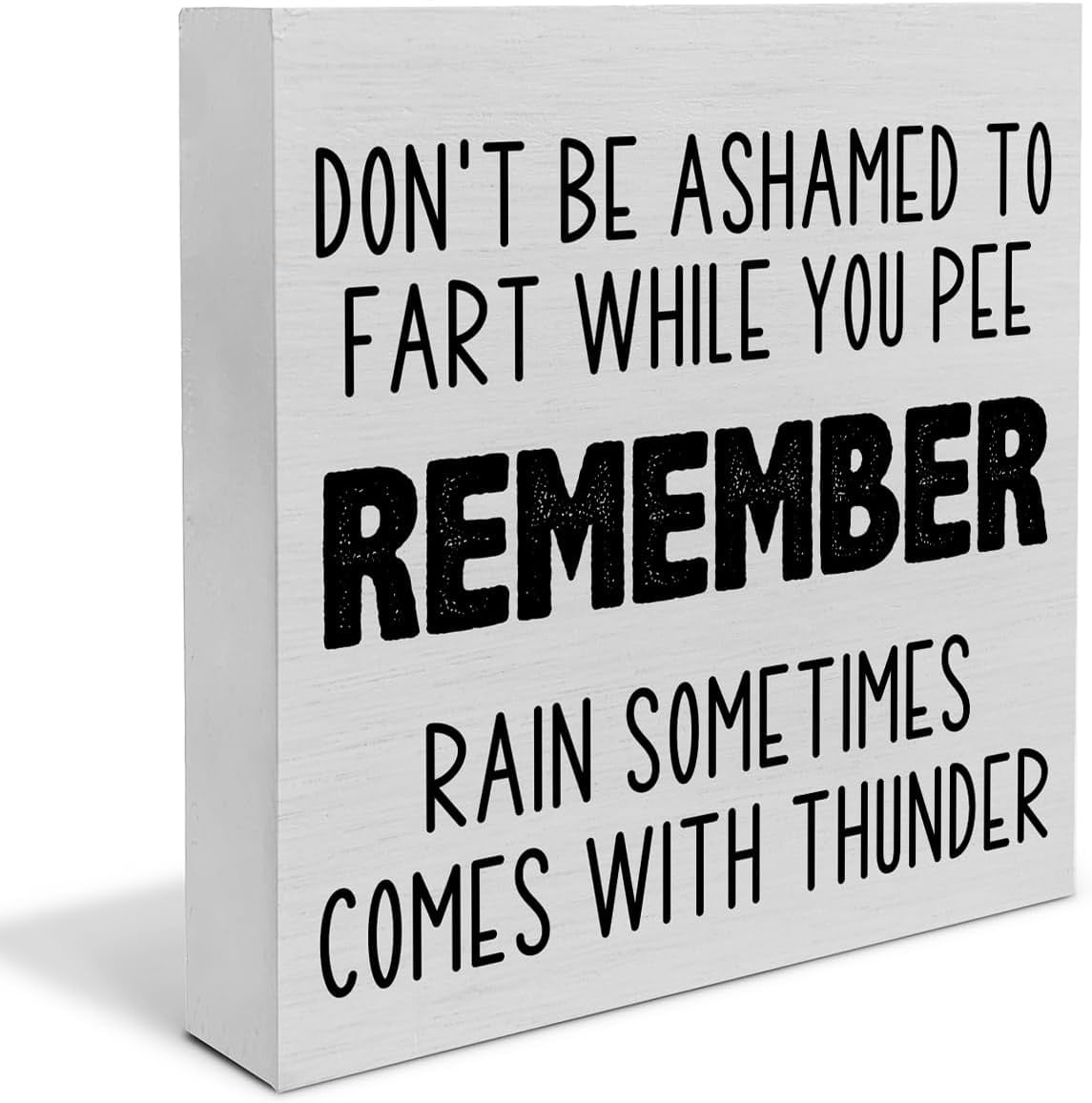 Zomyto 7"x7" Funny Bathroom Wooden Box Sign Desk Decor,Rustic Bathroom ...