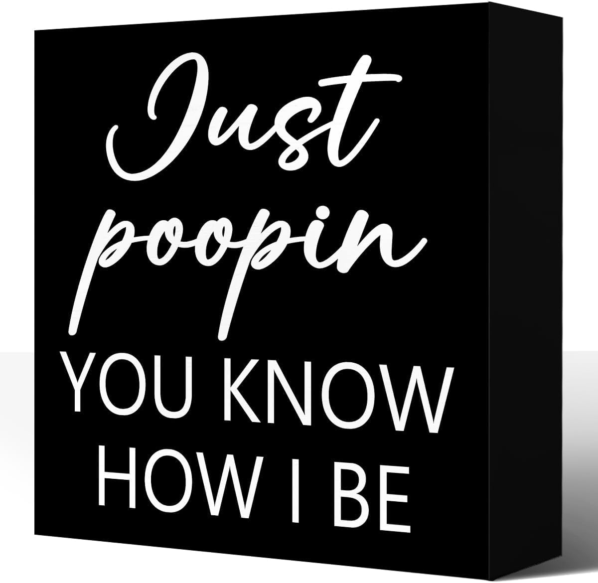 Zomyto 7"x7" Funny Bathroom Wooden Box Signs,Bathroom Quotes Signs ...