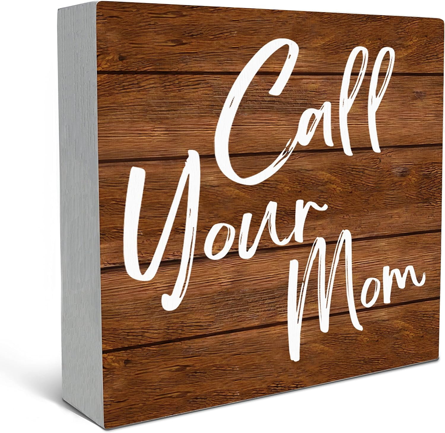 Zomyto 7"x7" Funny Call Your Mom Rustic Wood Box Sign Desk Decor ...