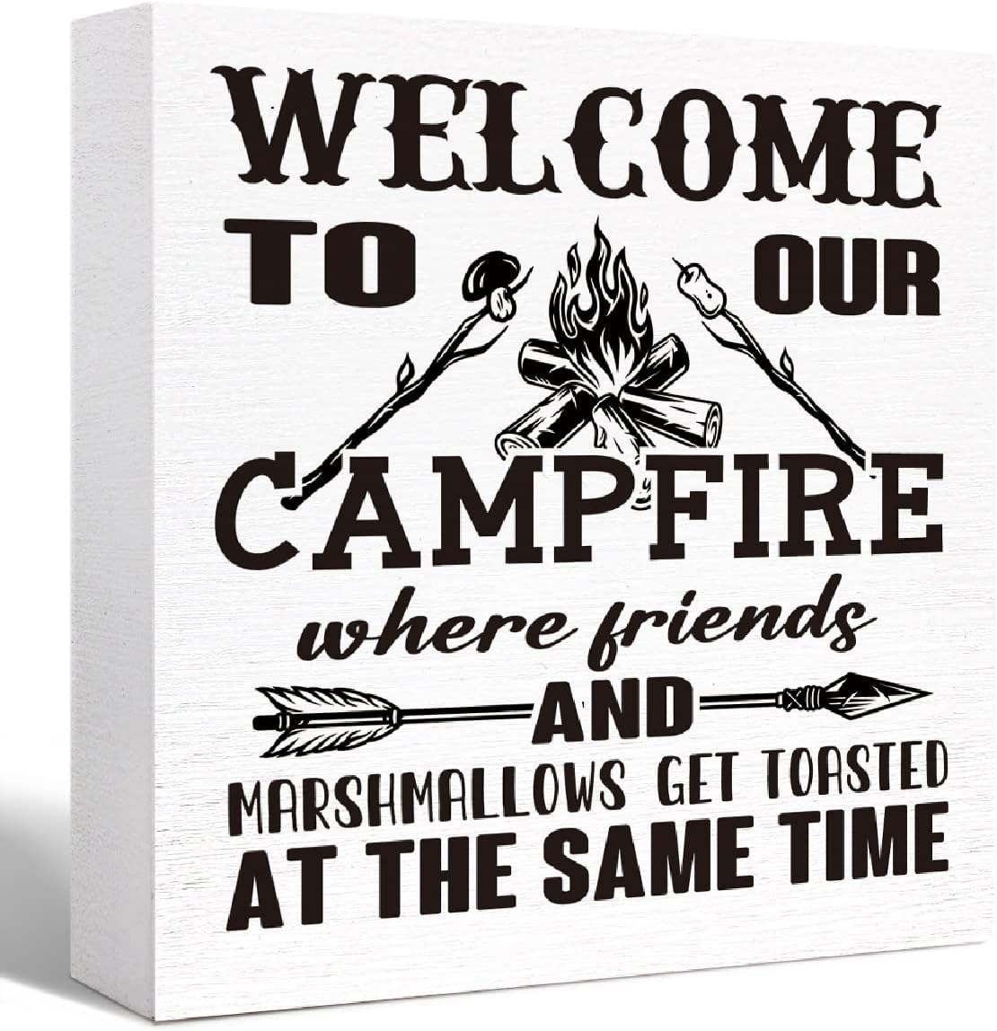 Zomyto 7"x7" Funny Camping Wood Box Sign Rustic Welcome to Our Campfire ...