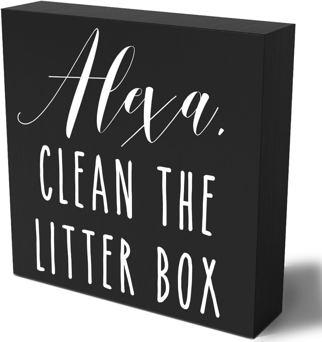 Zomyto 7"x7" Funny Cat Owner Wooden Box Sign Plaque Alexa Clean the ...