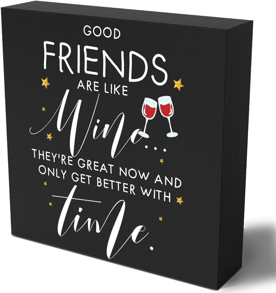 Zomyto 7"x7" Funny Friendship Wooden Box Sign Plaque Good Friends are ...