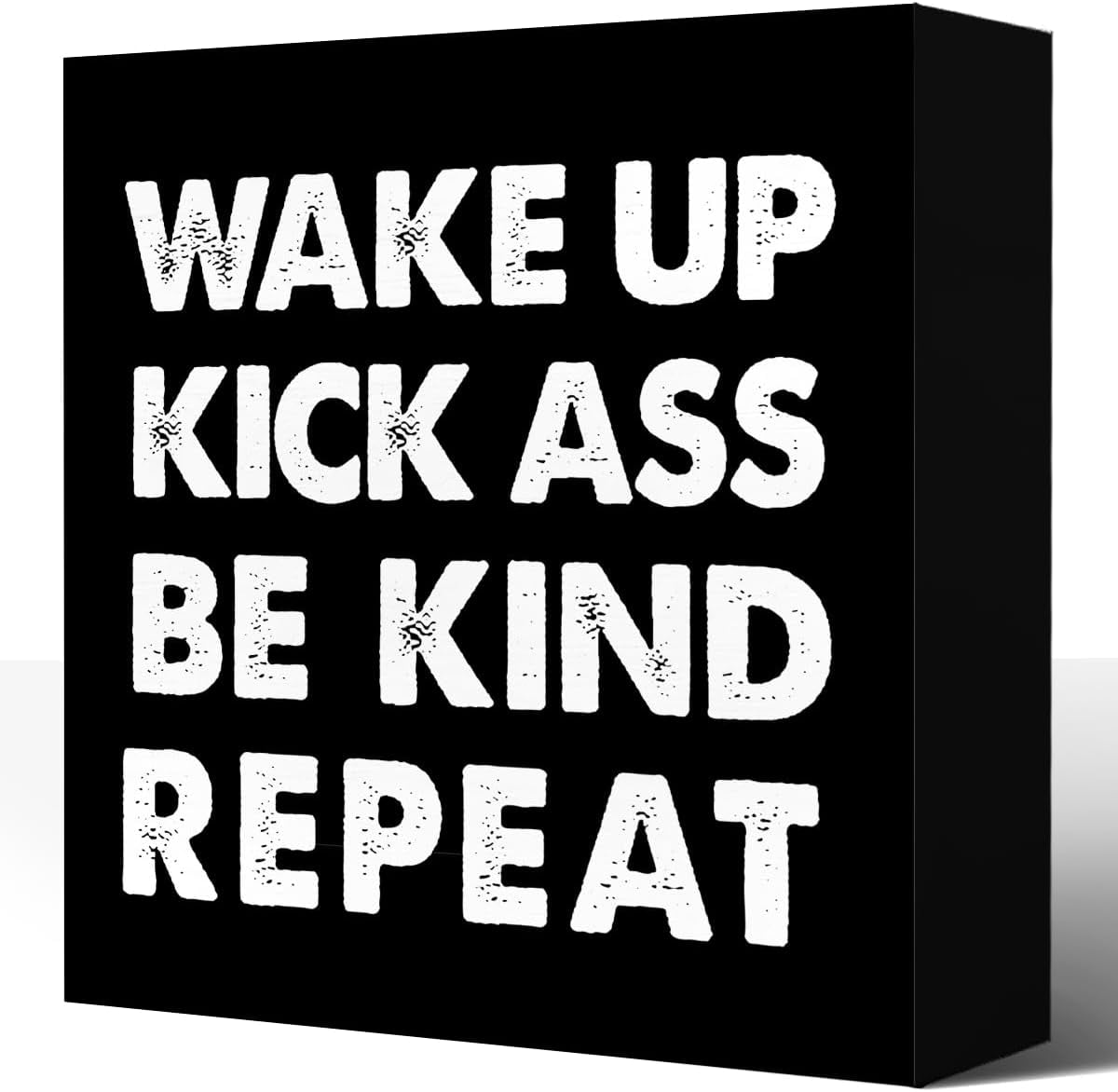 Zomyto 7"x7" Funny Office Wooden Box Sign,Wake Up Be Kind Repeat Wood ...