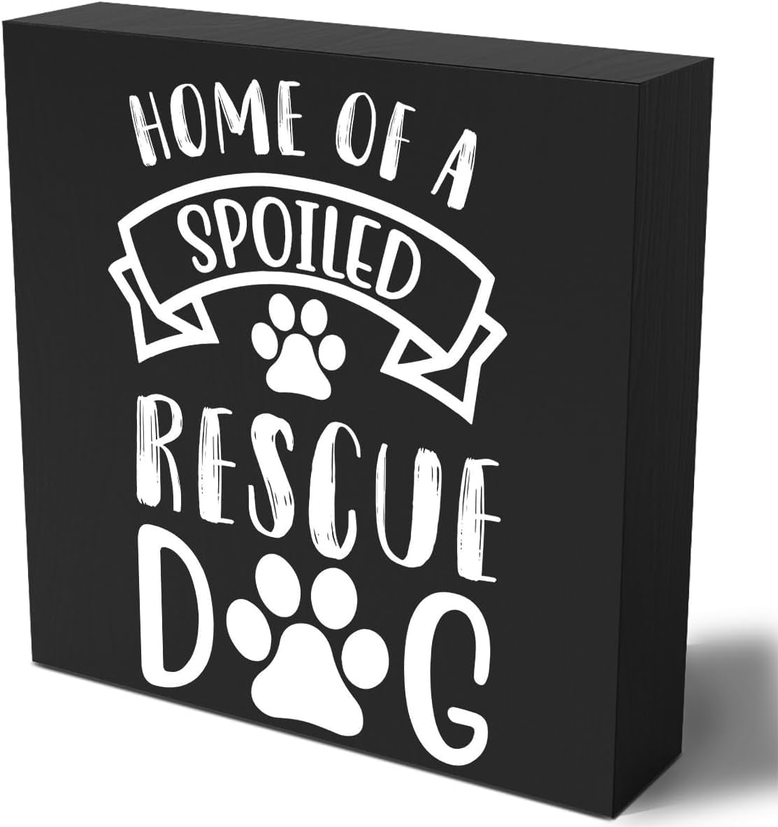 Zomyto 7"x7" Funny Rescue Dog Wooden Box Sign Plaque Home of a Spoiled ...