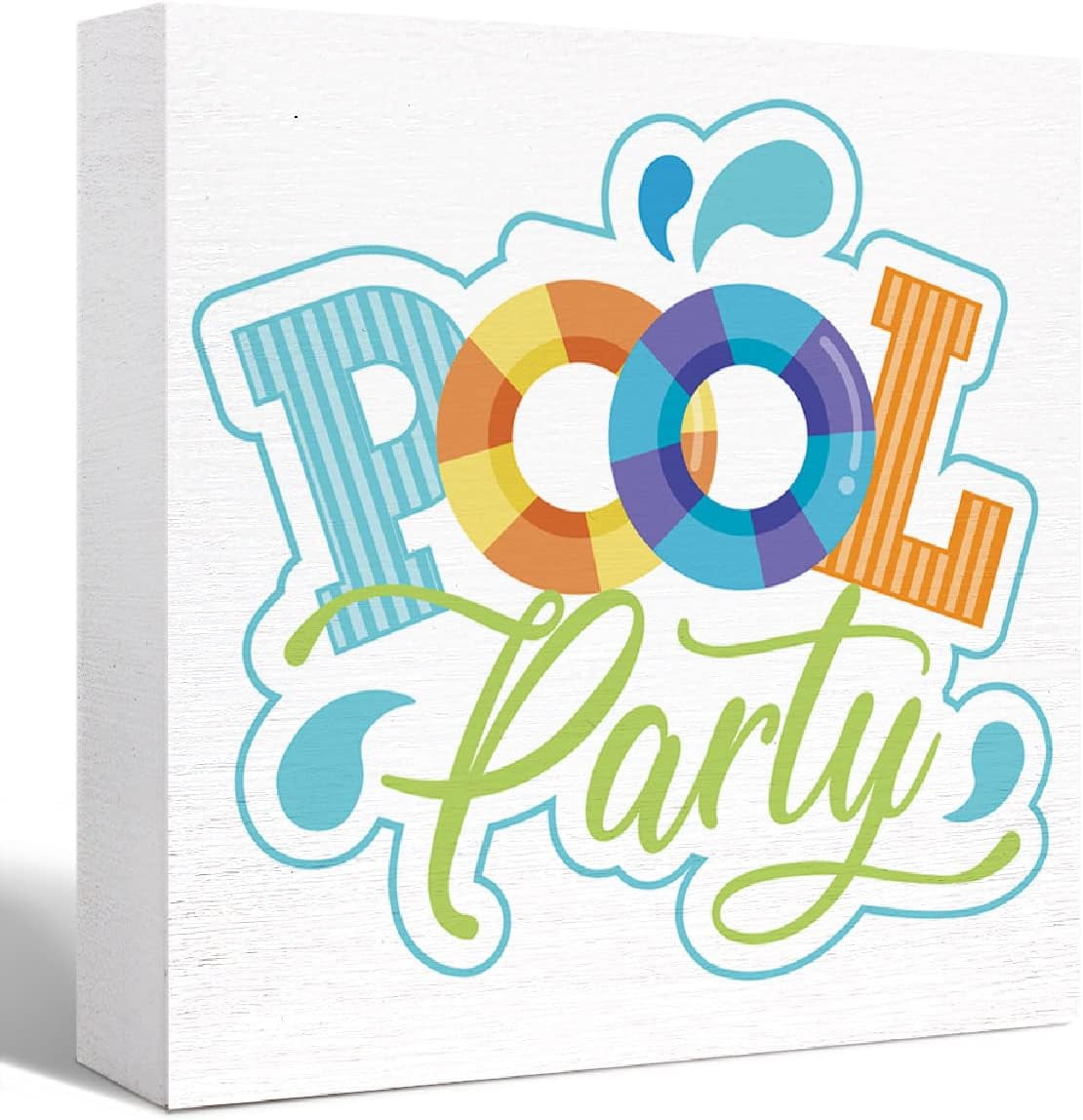 Zomyto 7"x7" Funny Summer Pool Wood Box Sign Pool Party Wooden Block ...