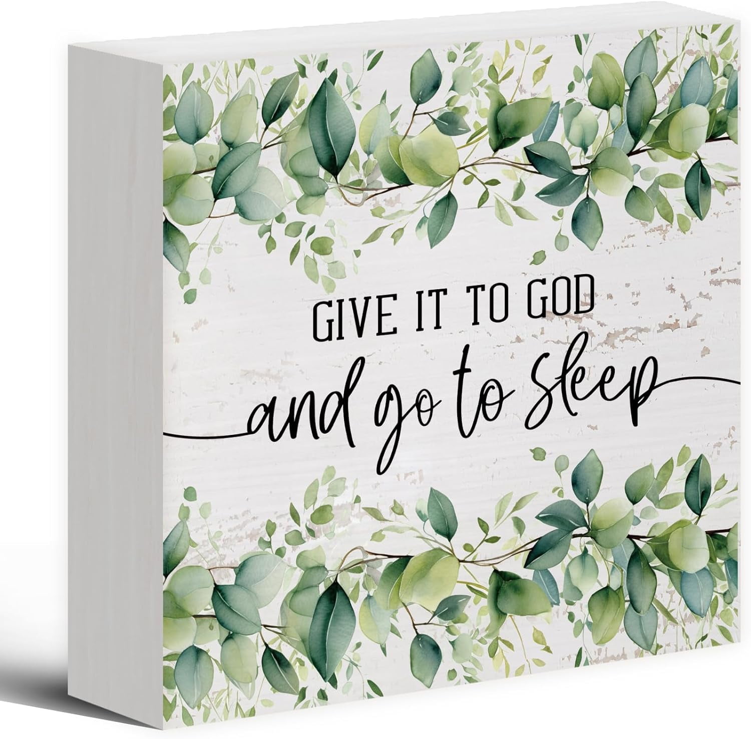 Zomyto 7"x7" Give It to God And Go to Sleep Christian Wood Box Sign ...