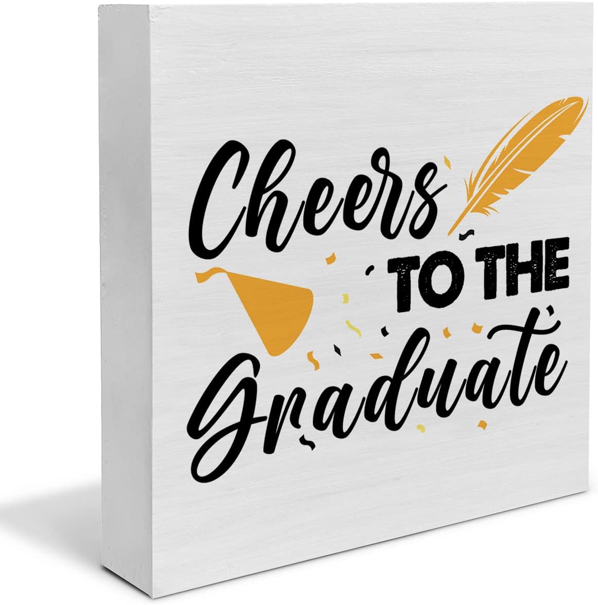 Zomyto 7"x7" Graduation Wood Box Sign Decor Desk Sign Cheers to the ...