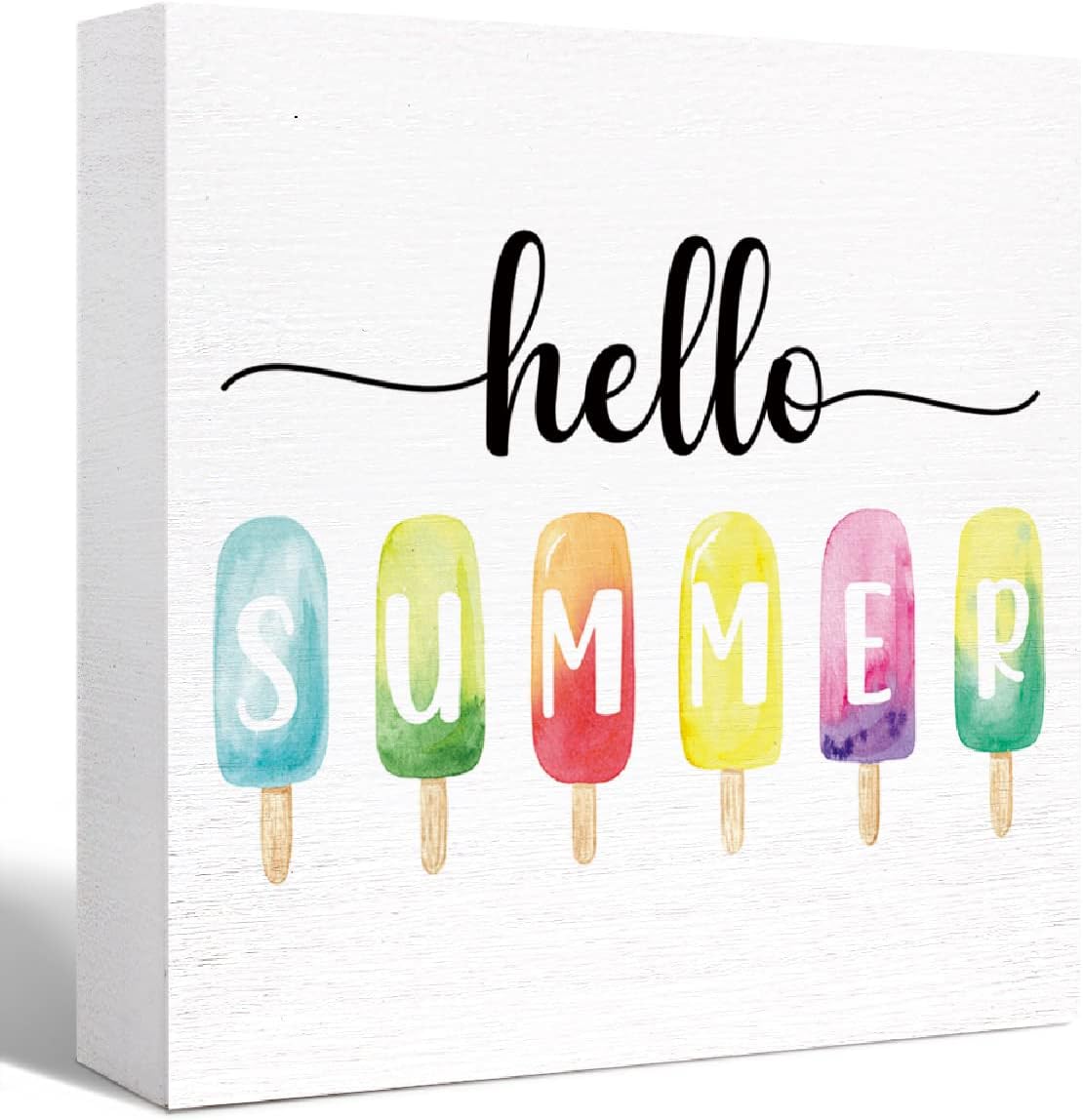 Zomyto 7"x7" Hello Summer Ice Cream Wood Box Sign Ice Cream Theme Decor ...