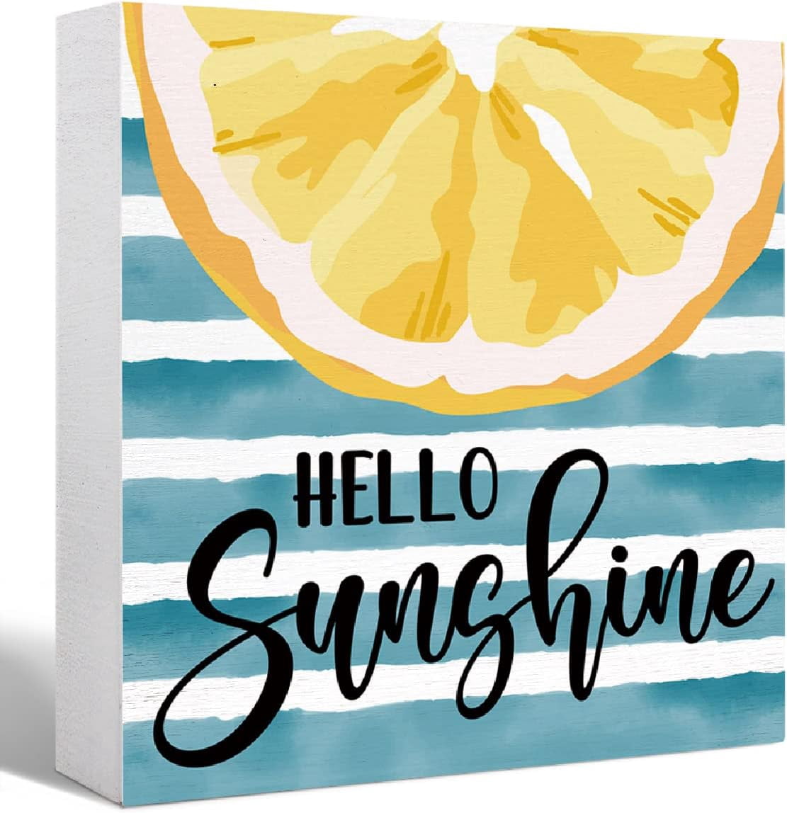 Zomyto 7"x7" Hello Summer Lemon Wood Box Sign Lemon Theme Decor Wooden ...