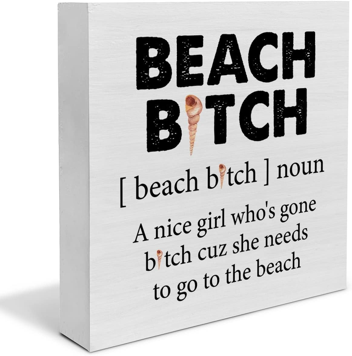 Zomyto 7"x7" Humor Beach Wood Box Sign Decor Desk Sign Funny Beach ...