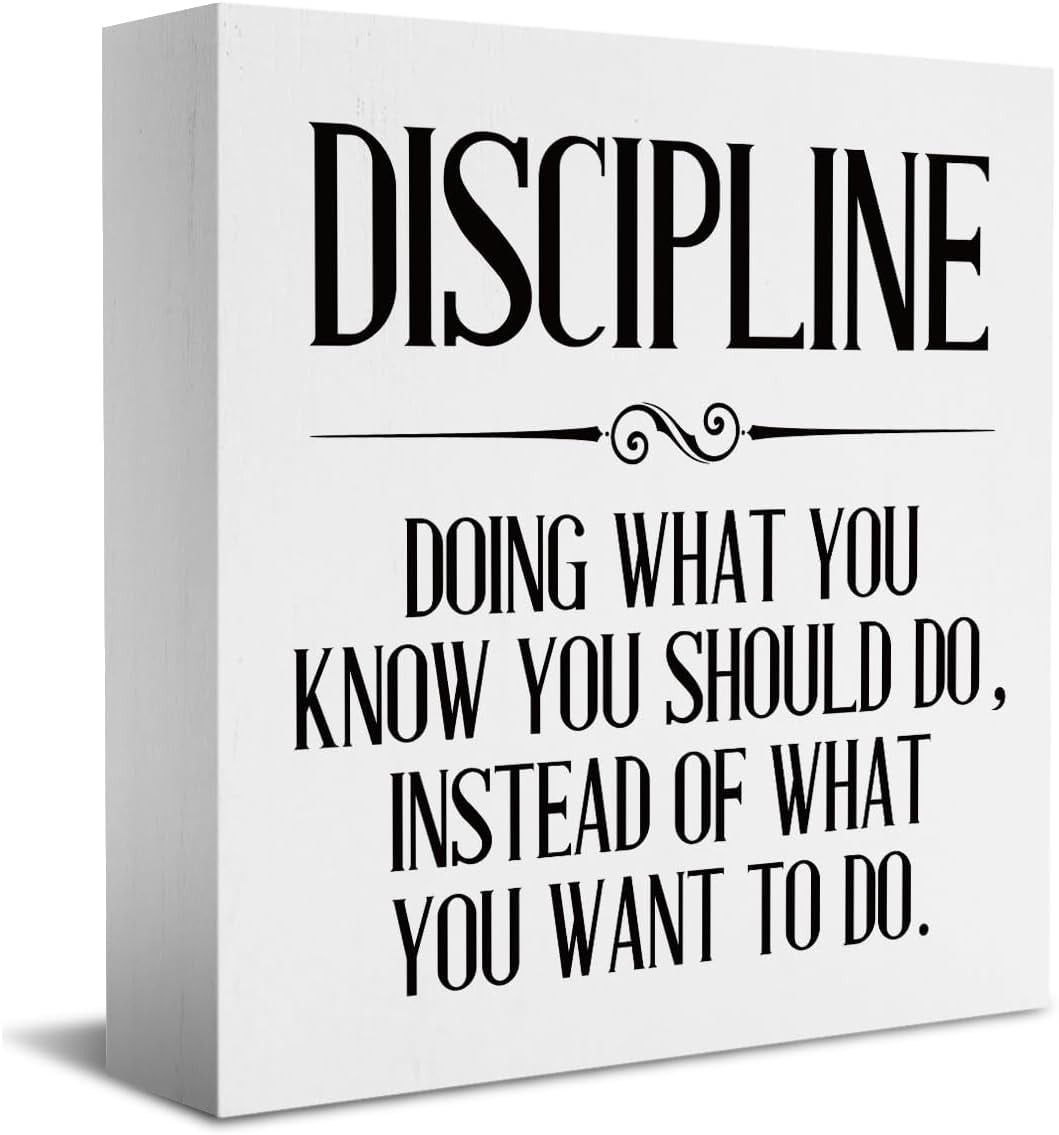 Zomyto 7"x7" Inspirational Office Gifts for Coworkers Discipline Wooden ...