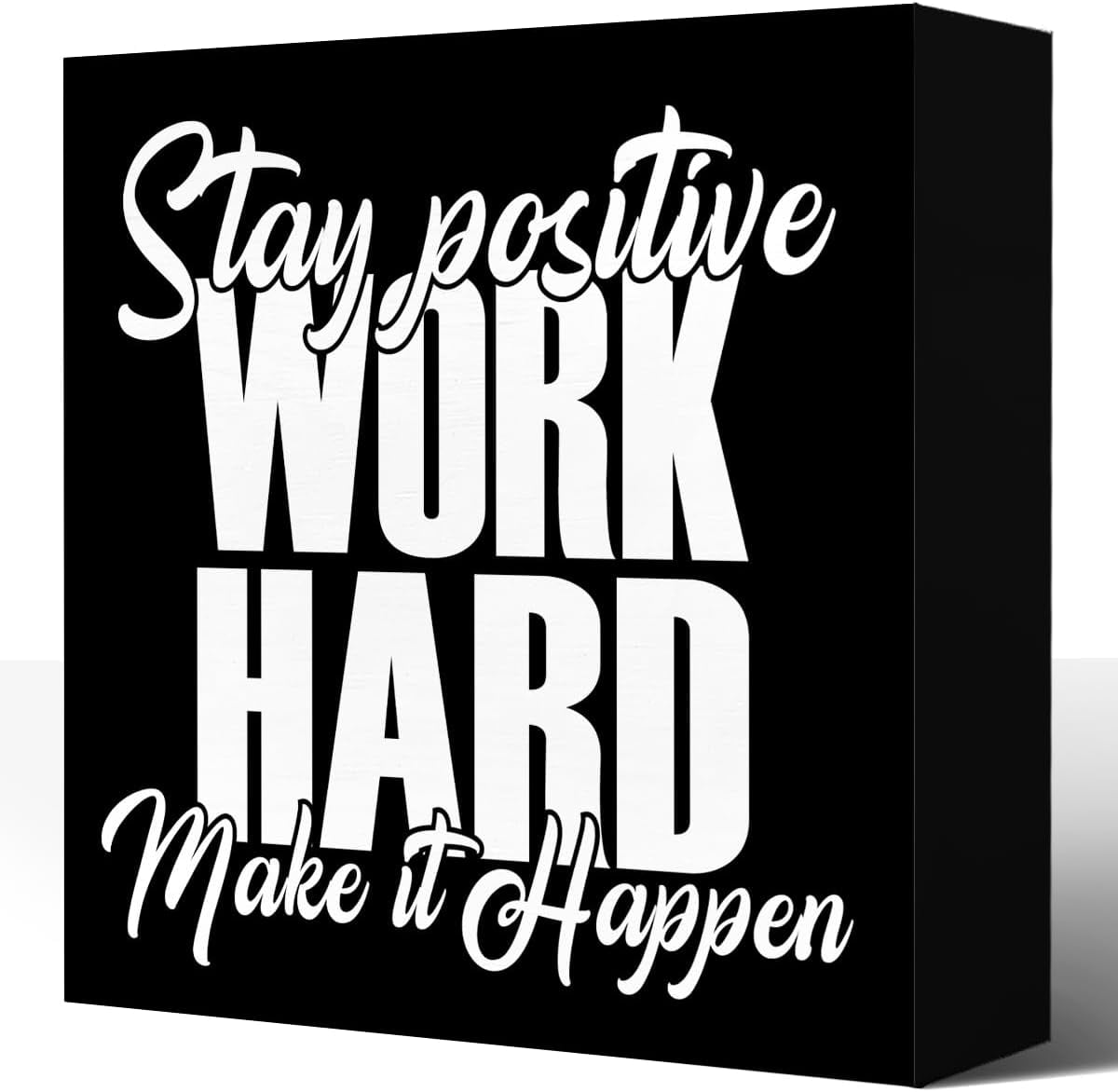 Zomyto 7"x7" Inspirational Office Wood Box Sign,Positive Office Desk ...