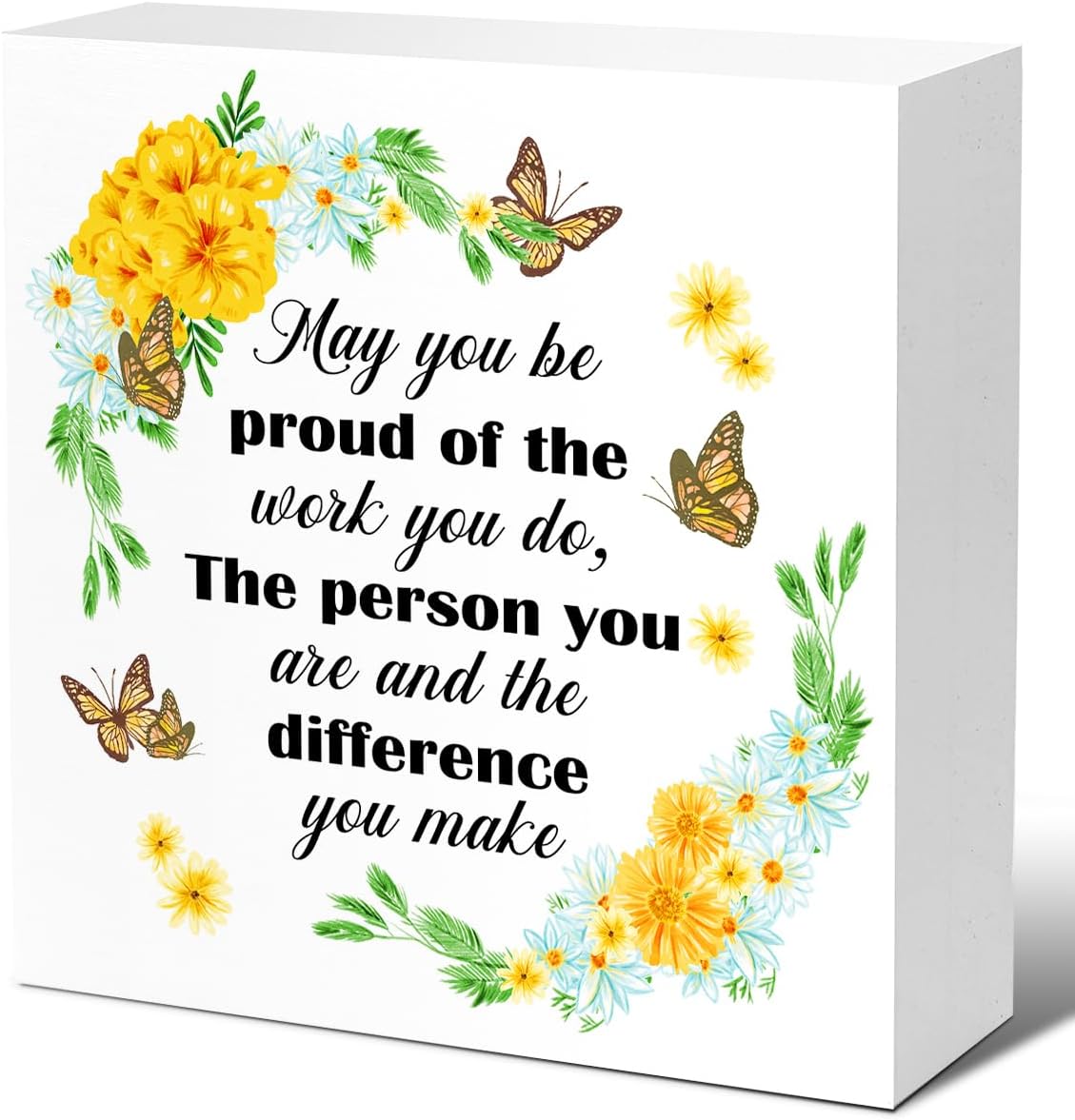 Zomyto 7"x7" Inspirational Wood Block Sign,May You be Proud of the Work ...