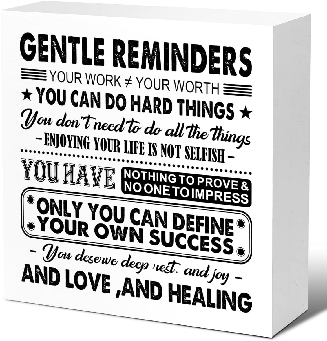 Zomyto 7"x7" Inspirational Wood Block Signs,Gentle Reminders Wooden Box ...