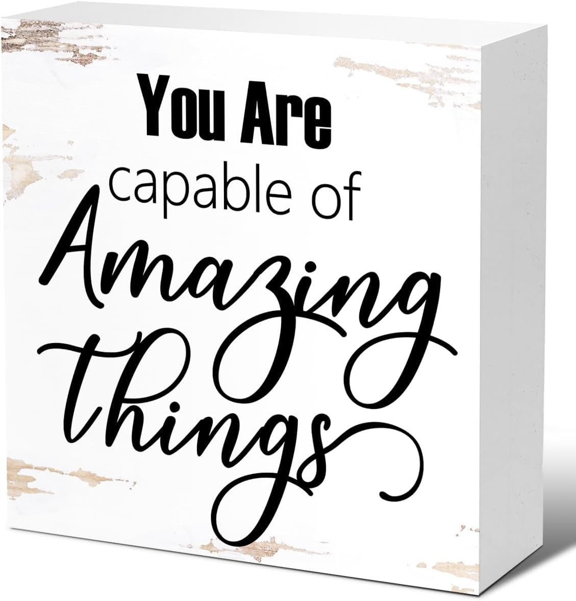 Zomyto 7"x7" Inspirational Wood Block Signs,You Are Capable of Amazing ...