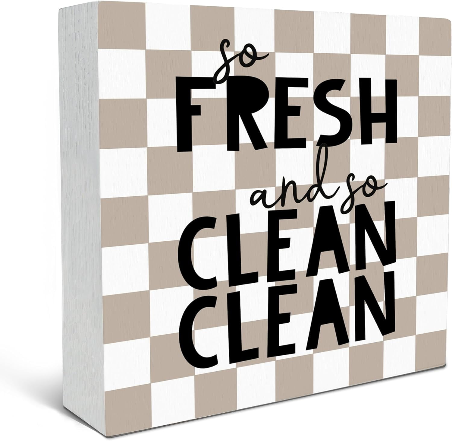 Zomyto 7"x7" Kid's Bathroom Quote So Fresh So Clean Wood Box Sign Desk ...