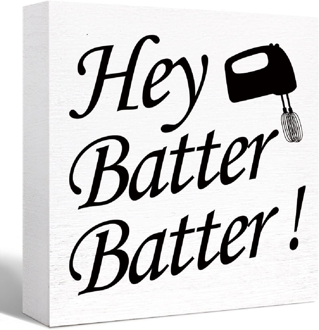 Zomyto 7"x7" Kitchen Wood Box Signs,Hey Batter Batter Kitchen Wood ...