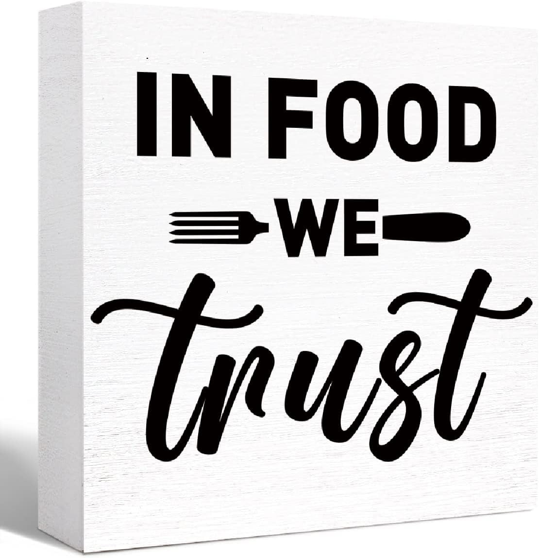 Zomyto 7"x7" Kitchen Wood Box Signs,In Food We Trust Kitchen Wood Block ...