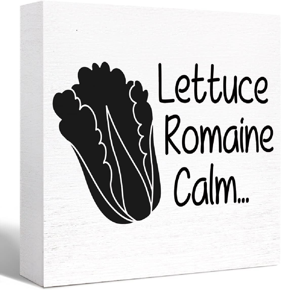 Zomyto 7"x7" Kitchen Wood Box Signs,Lettuce Romaine Calm Kitchen Wood ...