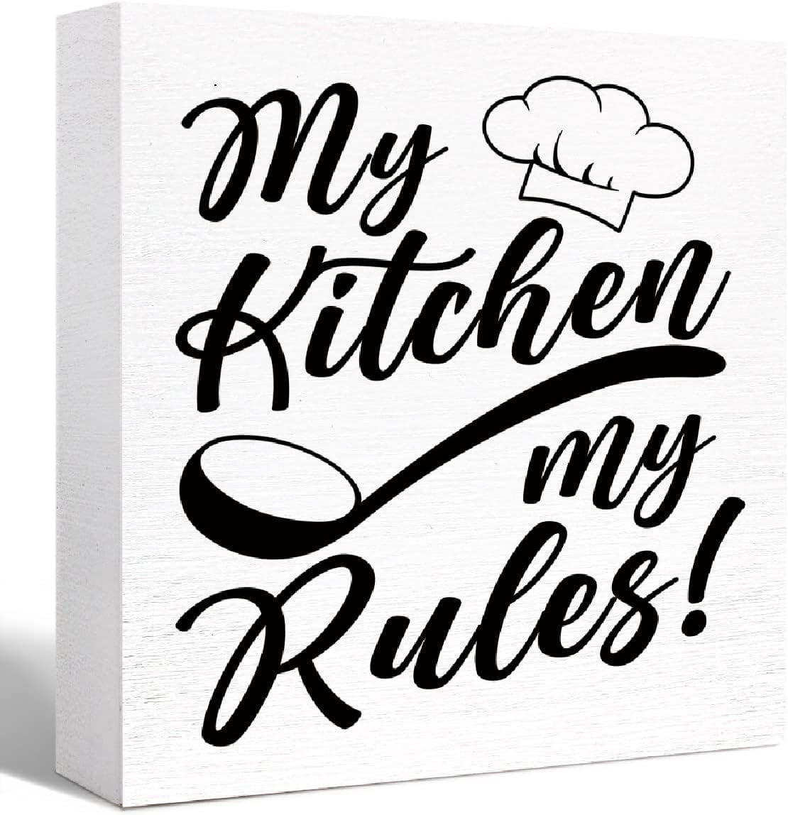 Zomyto 7"x7" Kitchen Wood Sign Decor,Rustic Kitchen Wood Block Signs ...