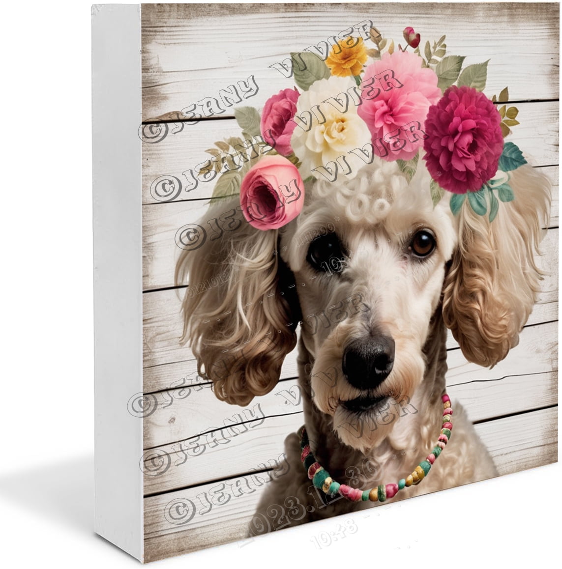 Zomyto 7"x7" Poodle Dog Wooden Box Sign Centerpiece Table Decorations ...