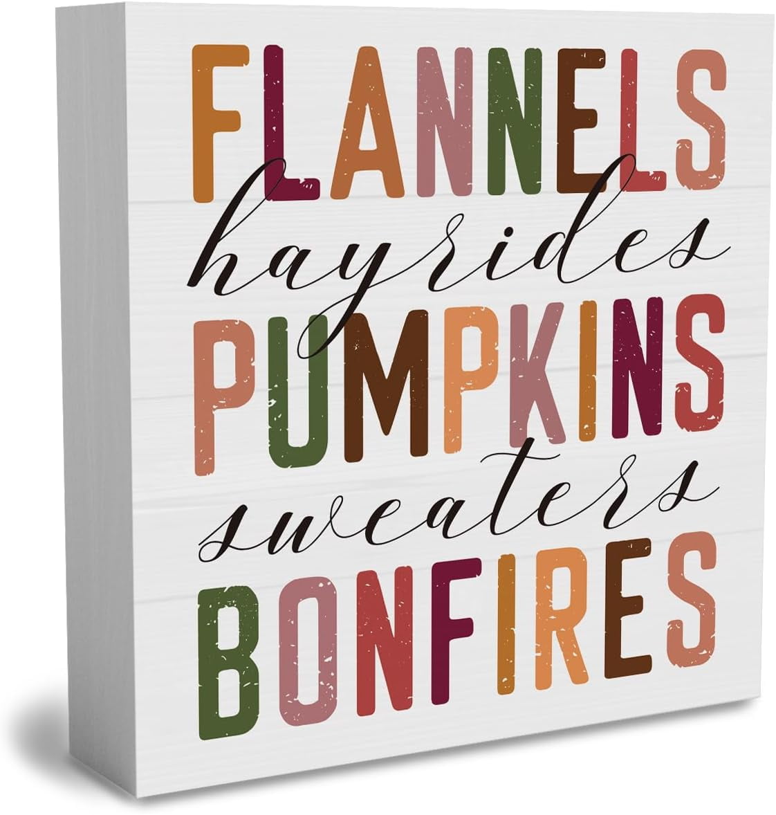 Zomyto 7"x7" Rustic Autumn Wood Box Sign,Farm house Flannels Hayrides ...