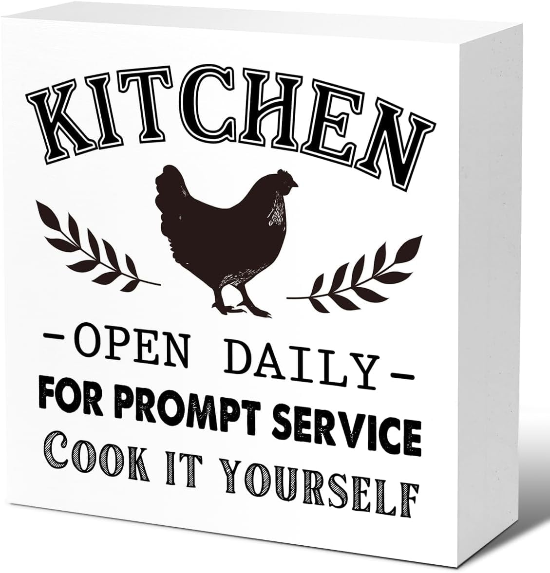 Zomyto 7"x7" Rustic Farm Kitchen Wood Box Sign, Kitchen Open Daily for ...