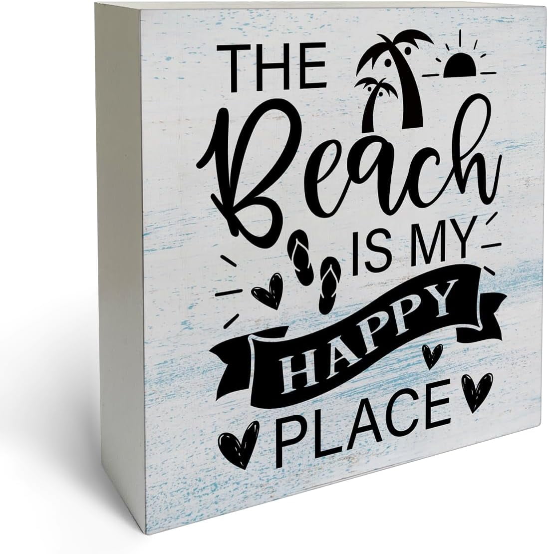 Zomyto 7"x7" Rustic Farmhouse Style the Beach Is My Happy Place Box ...