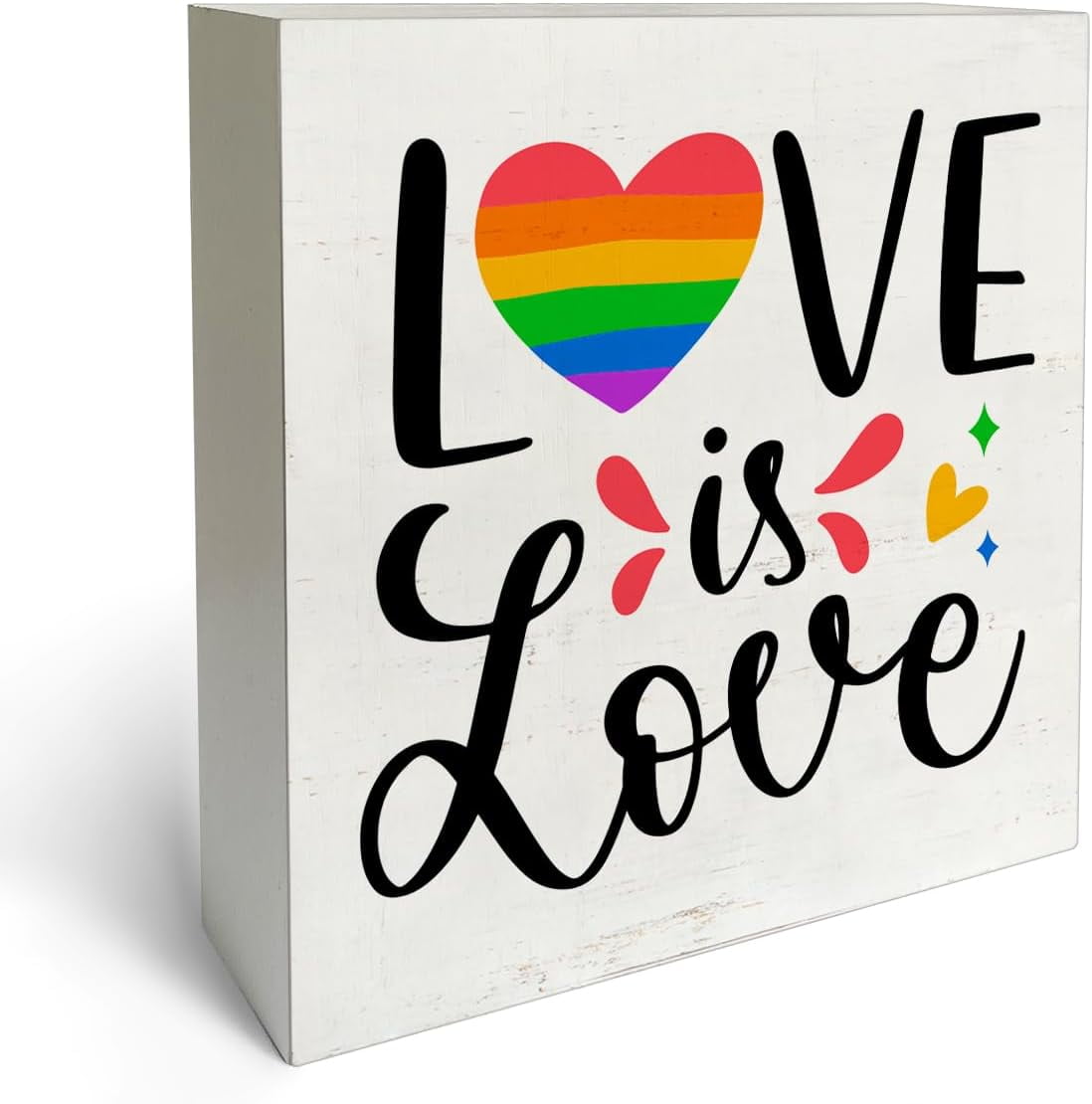 Zomyto 7"x7" Rustic Farmhouse Style LGBT Love Is Love Box Sign Wood ...