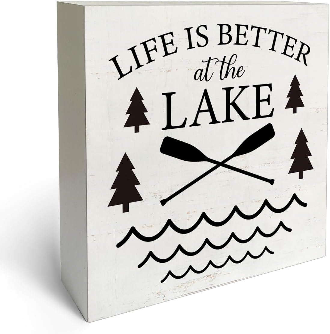 Zomyto 7"x7" Rustic Farmhouse Style Life Is Better at the Lake Box Sign ...