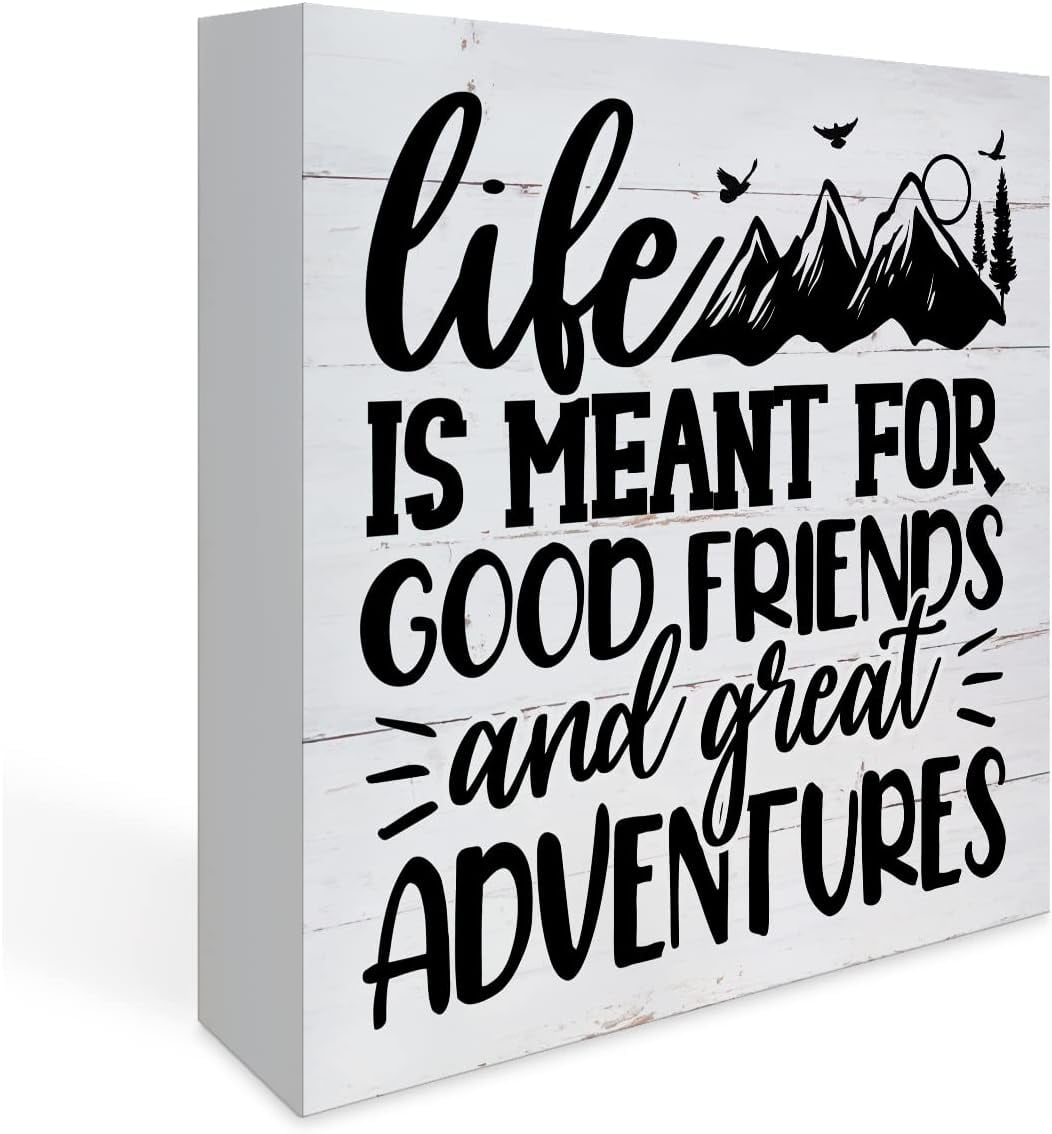 Zomyto 7"x7" Rustic Life is Meant for Good Friends Wood Box Sign,Farm ...