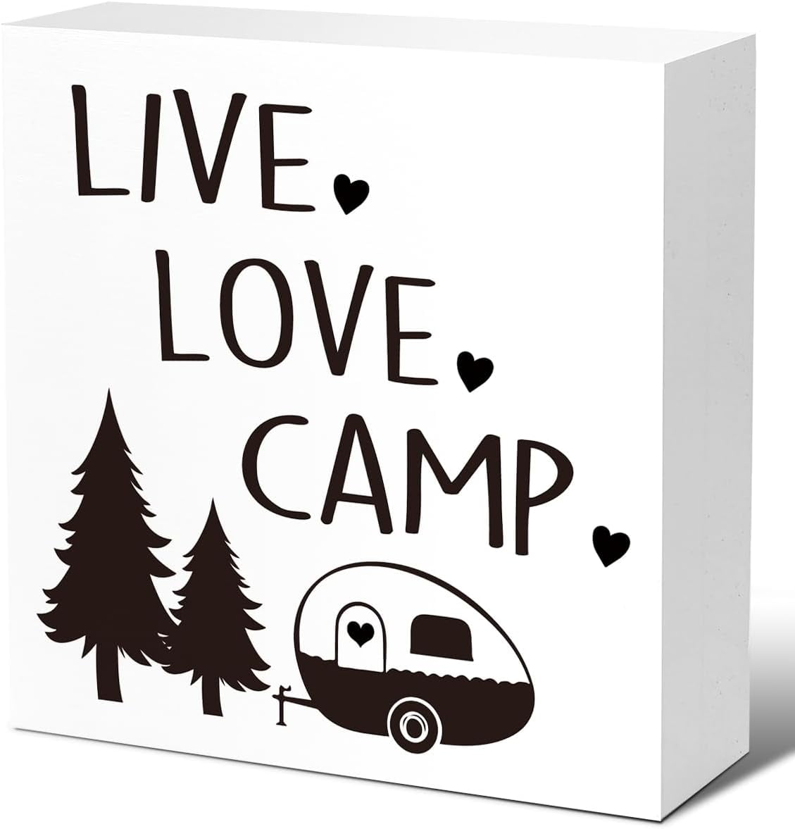 Zomyto 7"x7" Rustic Live Love Camp Camping Wood Blocks Sign,Camping ...
