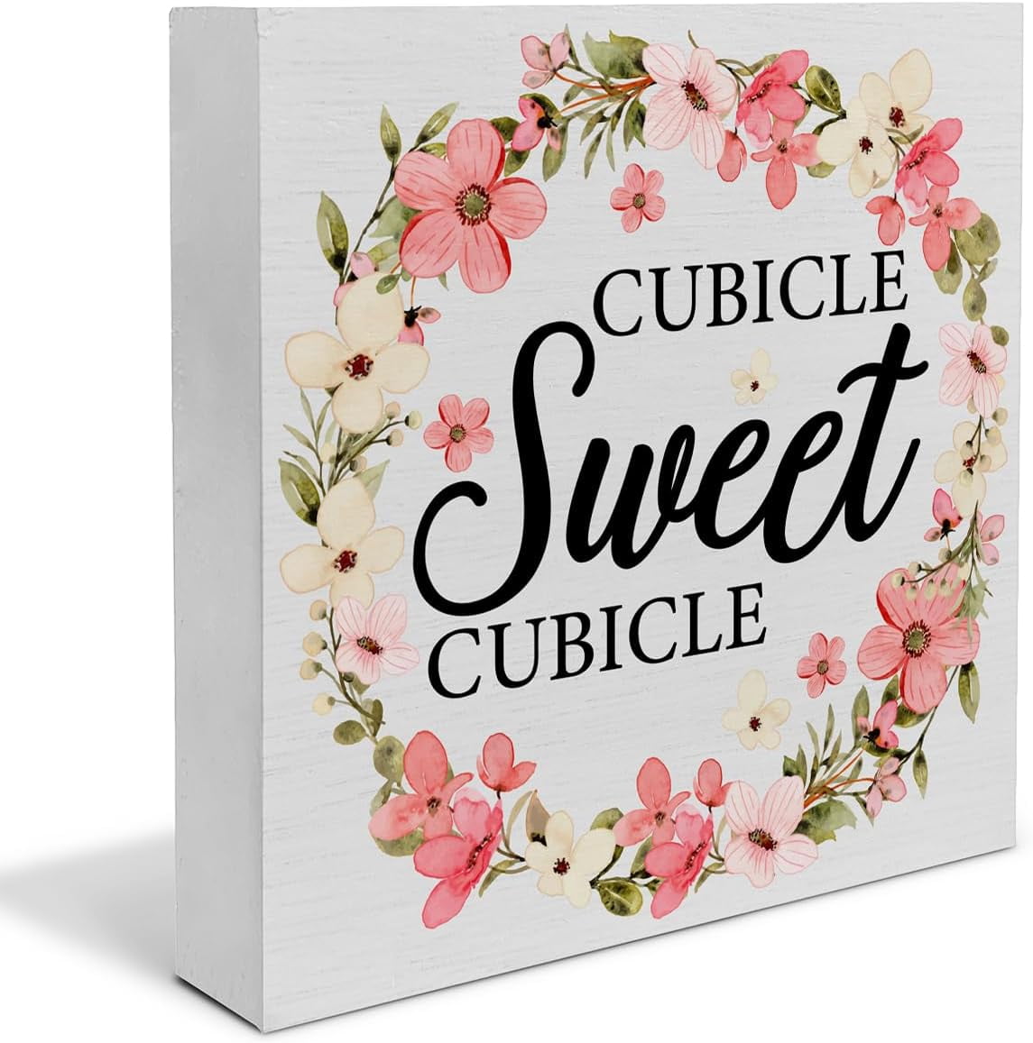 Zomyto 7"x7" Rustic Office Wooden Box Sign Desk Decor,Cubicle Sweet ...