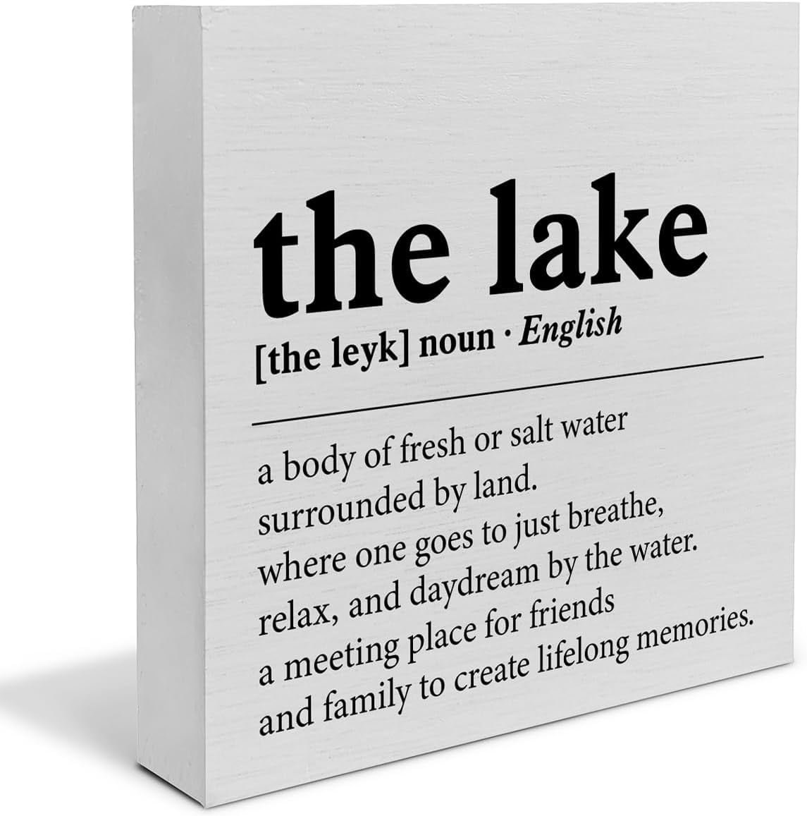 Zomyto 7"x7" Rustic the Lake Definition Wooden Box Sign Desk Decor ...