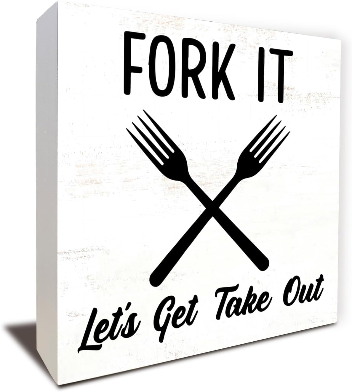 Zomyto 7"x7" Wooden Box Sign Funny Kitchen Decor, Fork It, Rustic Wood ...