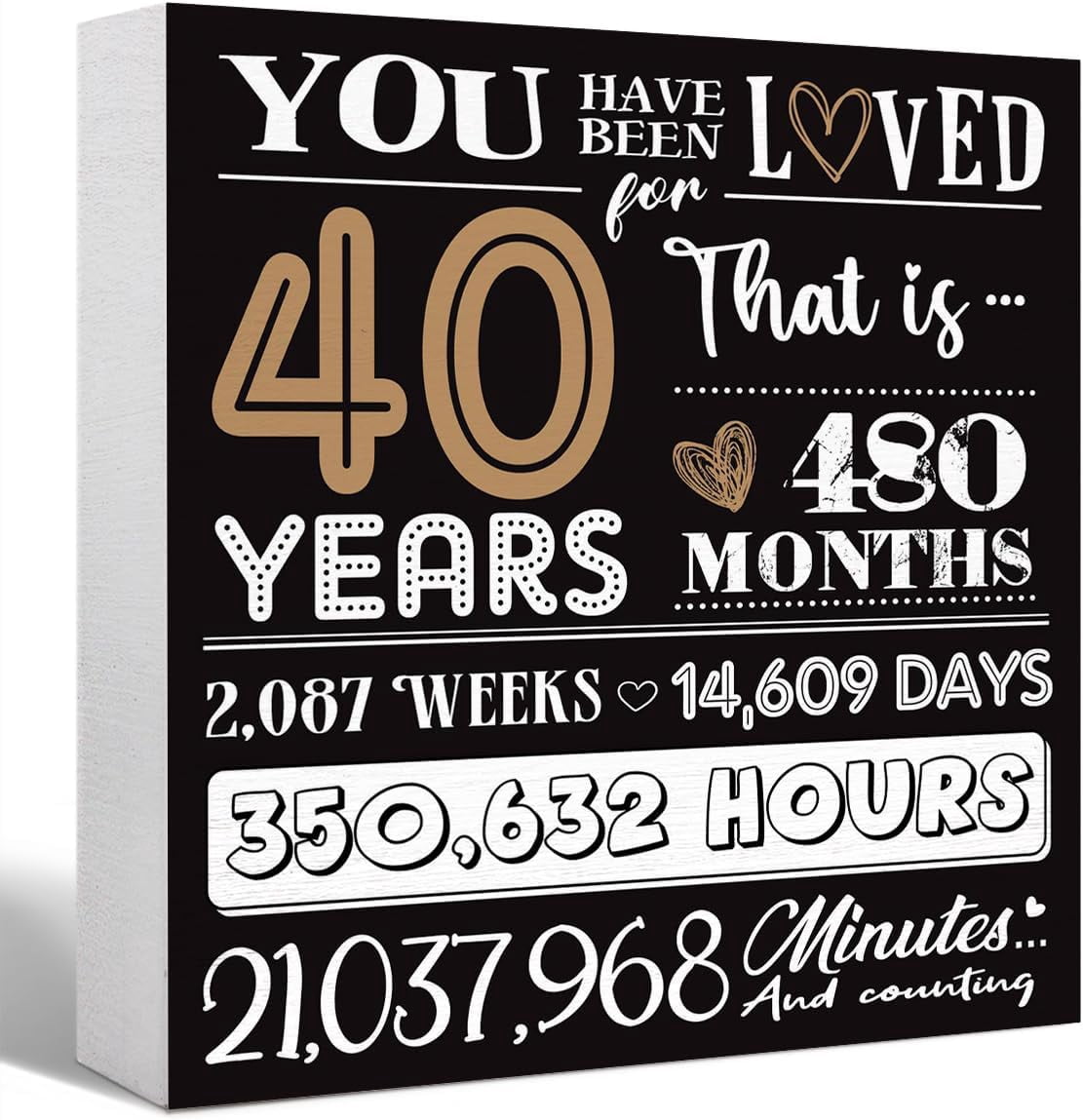 Zomyto 7"x7" You Have Been Loved for 40 Years Wooden Block Sign,40th ...