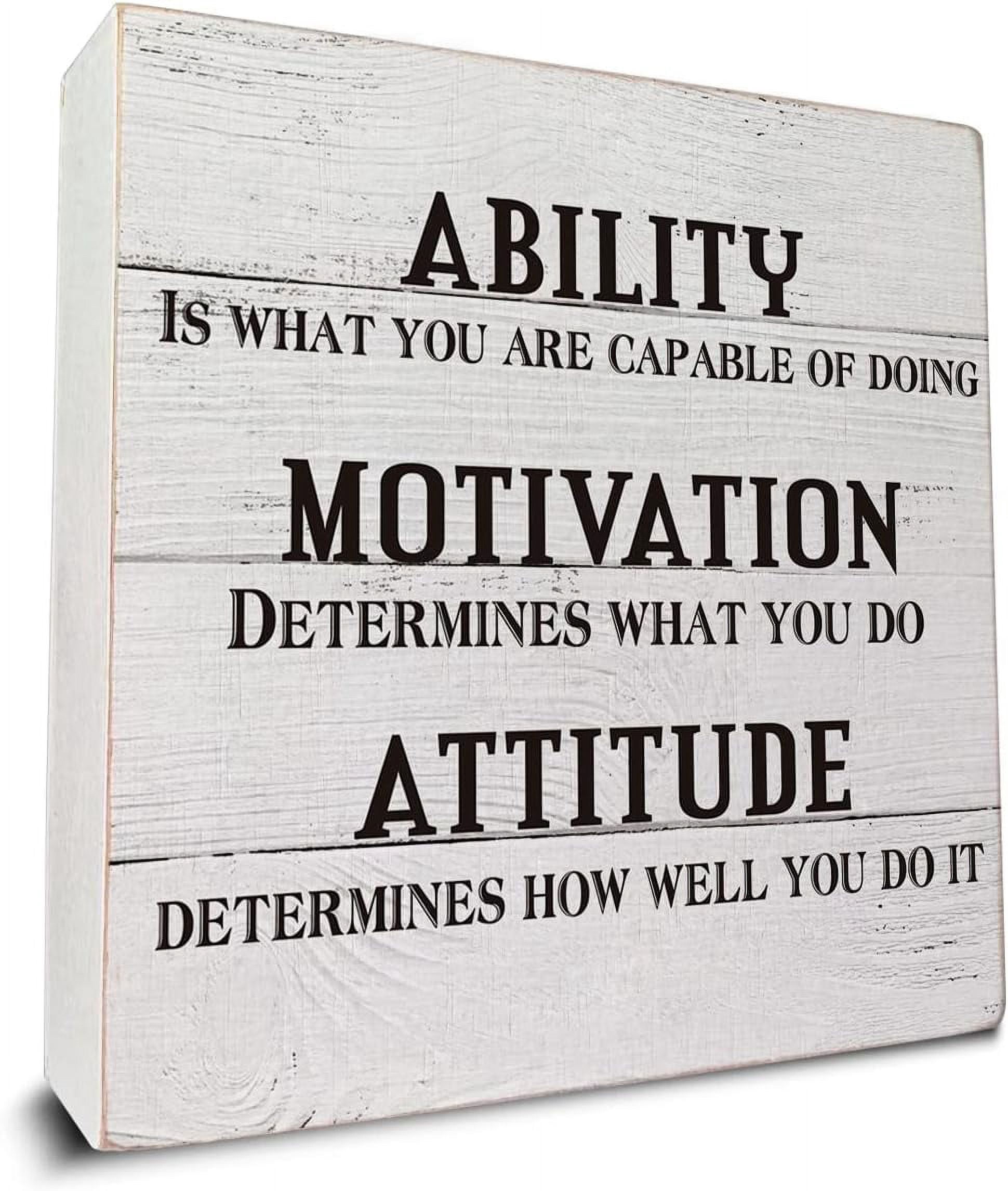 Zomyto 7x7 IN Ability Motivation Attitude Wooden Box Sign Desk Decor ...