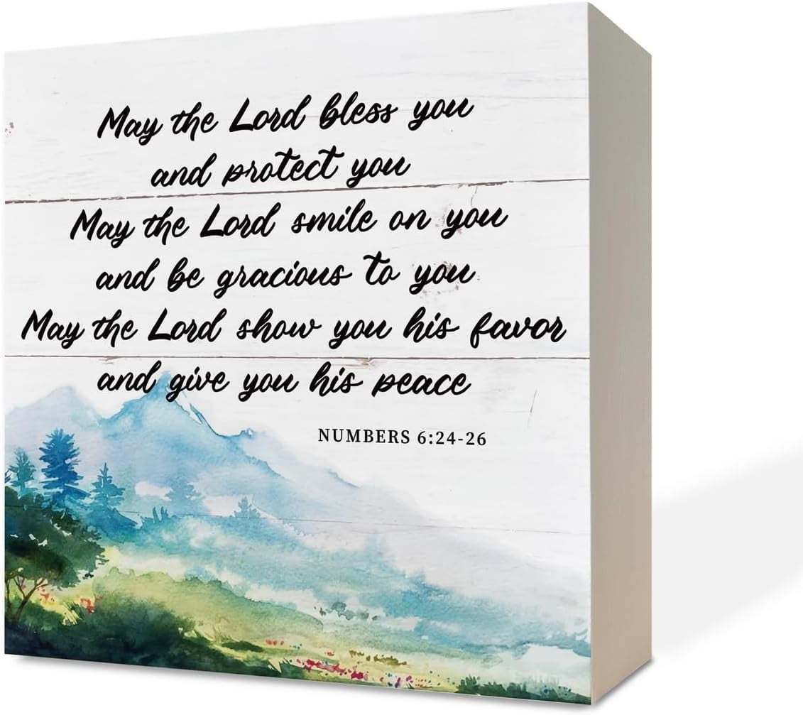 Zomyto 7x7 IN Christian Wood Box Signs, Bible Verse Numbers 6:246 - May ...