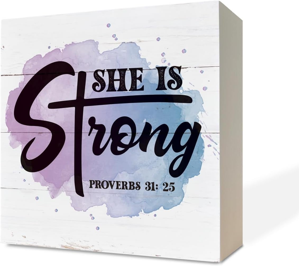 Zomyto 7x7 IN Christian Wooden Box Sign Desk Decor,Bible Verse ...