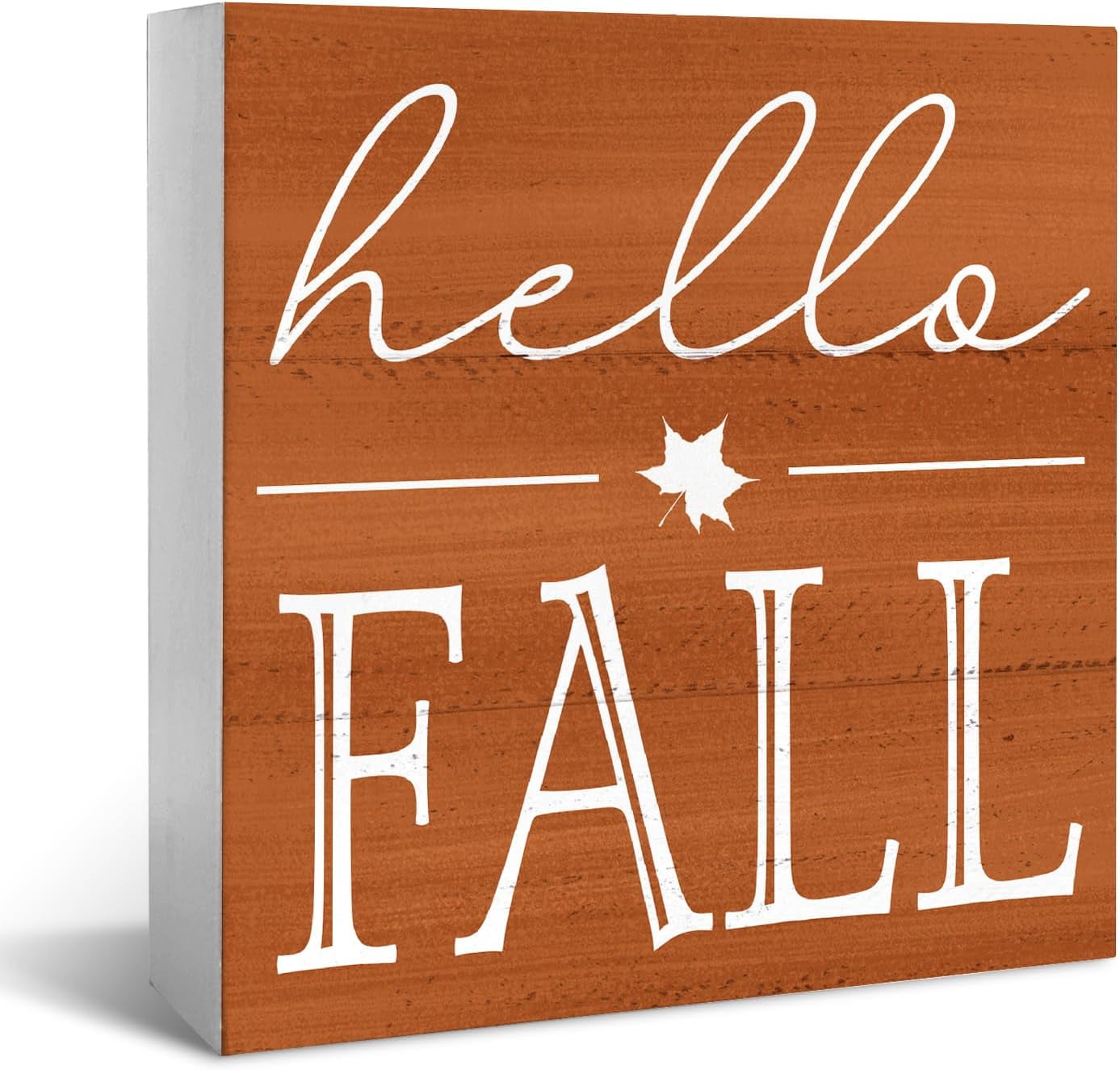 Zomyto 7x7 IN Fall Decor Hello Fall Wooden Box Sign, Rustic Farmhouse ...