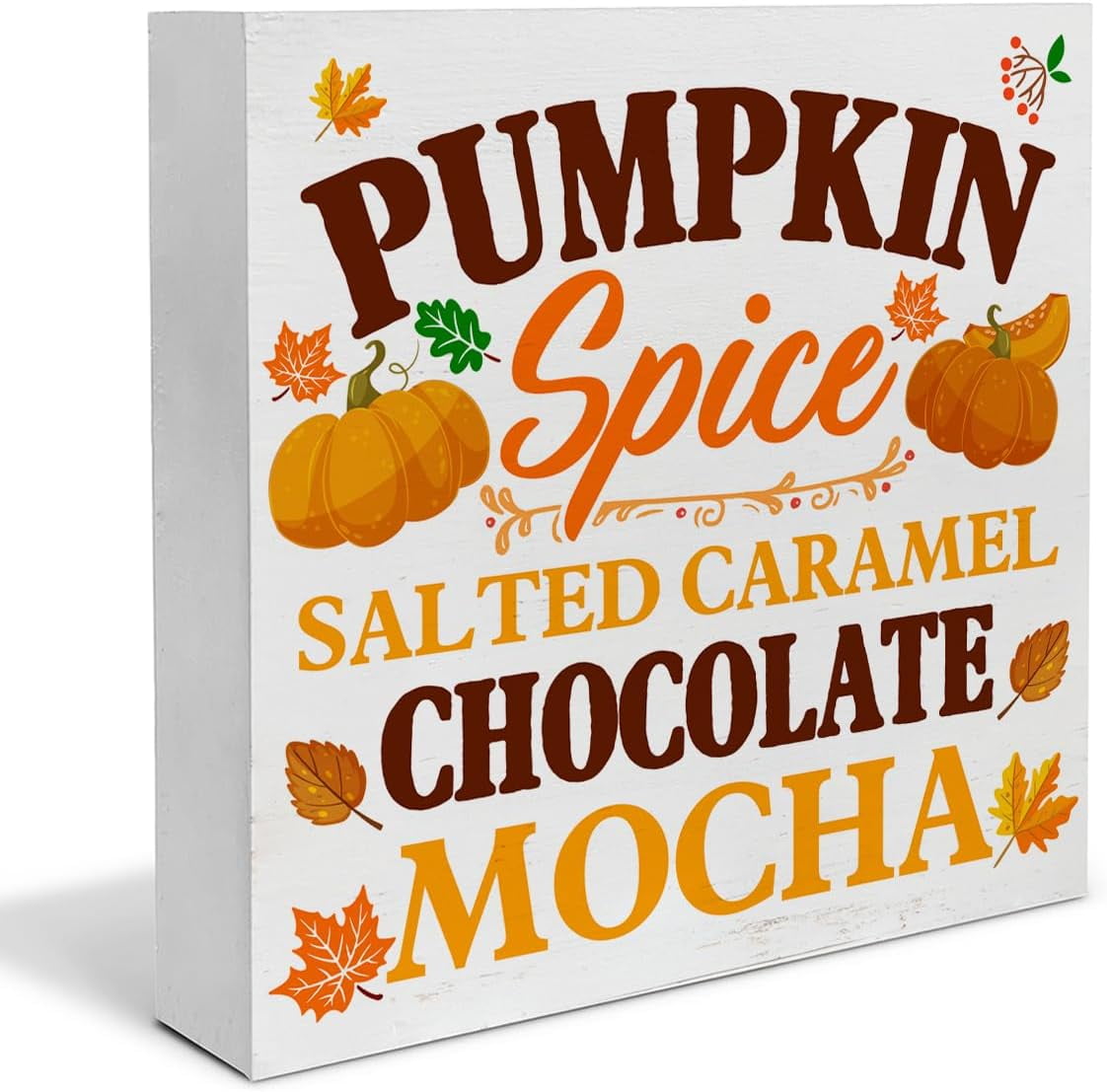 Zomyto 7x7 IN Fall Wooden Box Sign Art Desk Decor Autumn Wood Sign ...