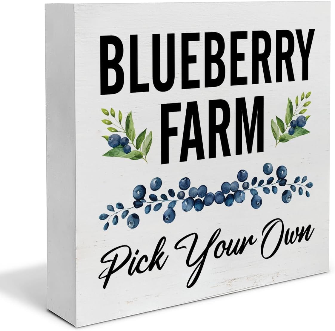 Zomyto 7x7 IN Farmhouse Blueberry Blueberries Wooden Box Sign Art Desk ...